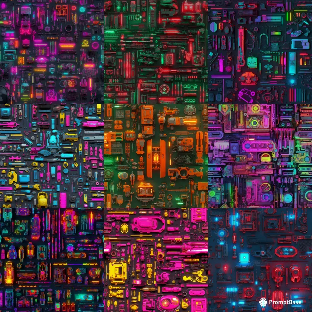 Cyberpunk Machine Seamless Patterns Midjourney Prompt | PromptBase