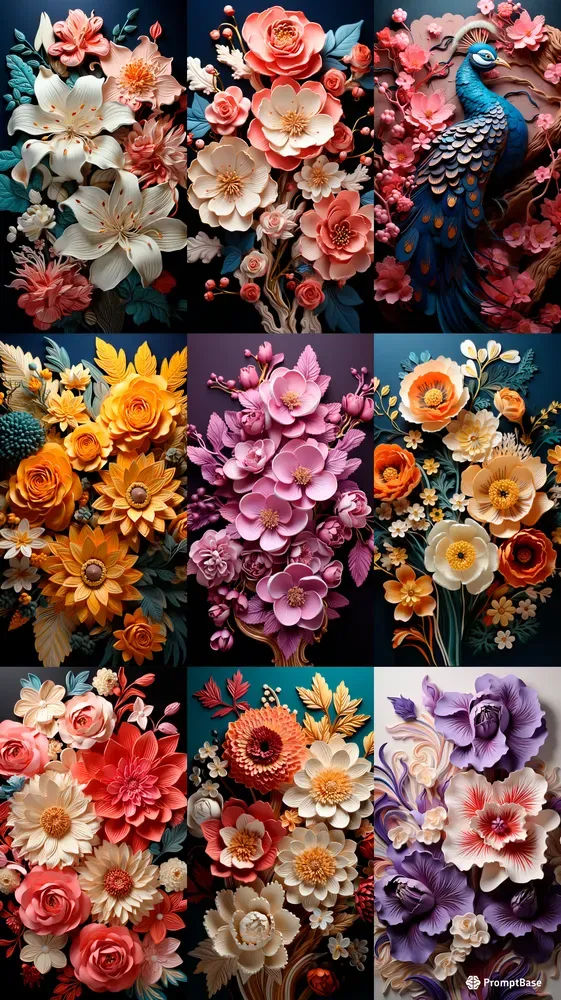 Exquisite 3D Embroidered Flower Artworks Midjourney Prompt | PromptBase