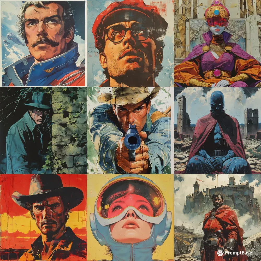 European Comic Vintage Portraits Midjourney Prompt | PromptBase