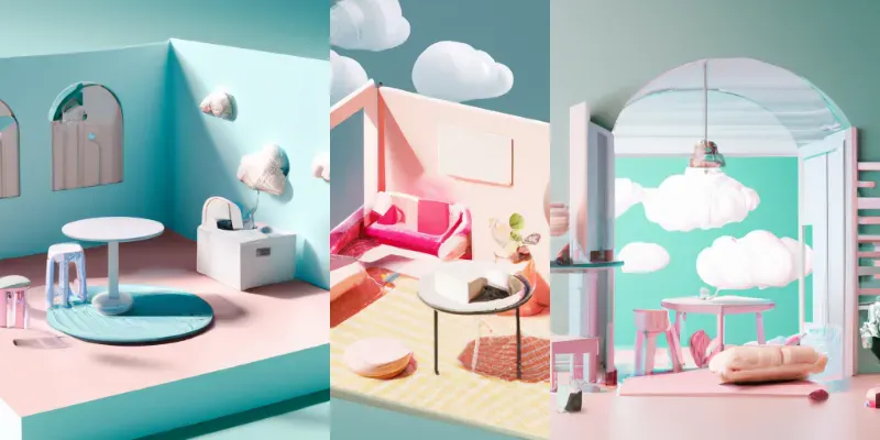 An Interior In The Style Of A Cute 3d Render DALL·E Prompt | PromptBase