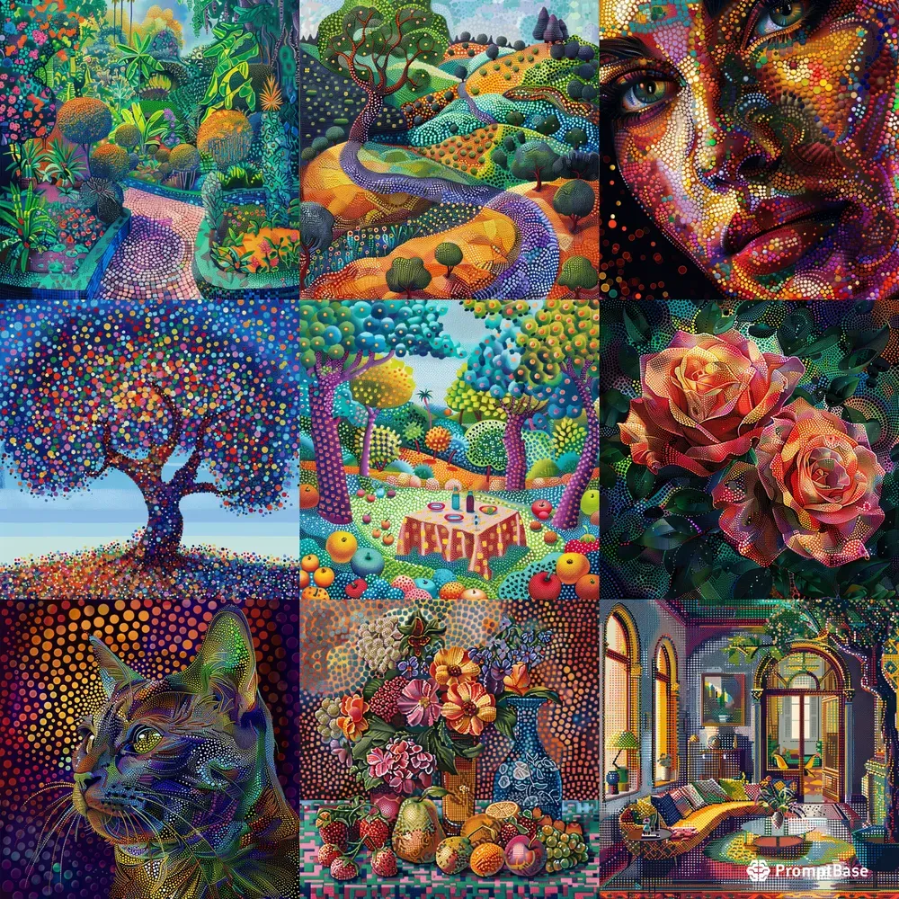 Modern Pointillism Dots Art Midjourney Prompt | PromptBase