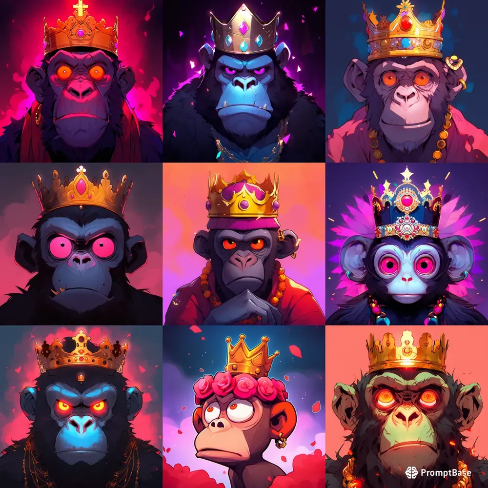 Crowned Ape Avatars Midjourney Prompt | PromptBase