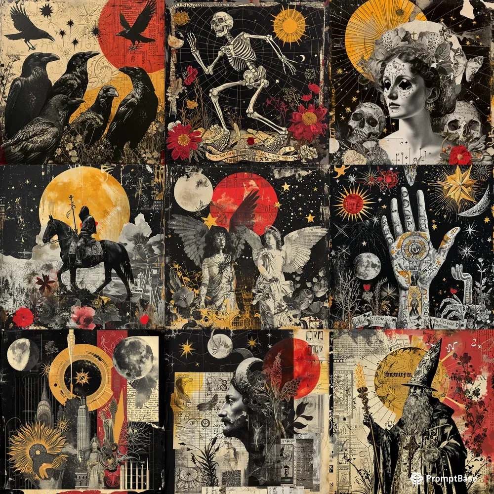Occult Religious Iconography Collages Midjourney Prompt | PromptBase