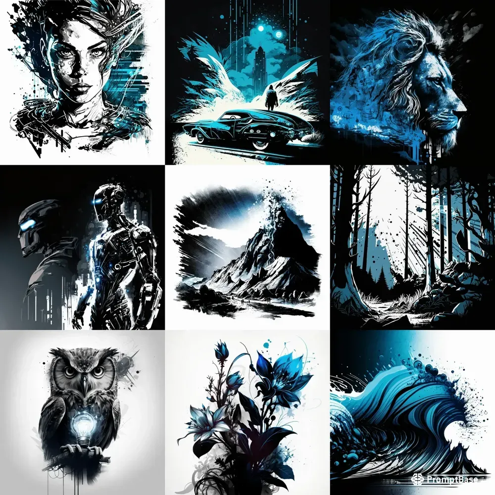 Futuristic Ink Drawings Midjourney Prompt | PromptBase