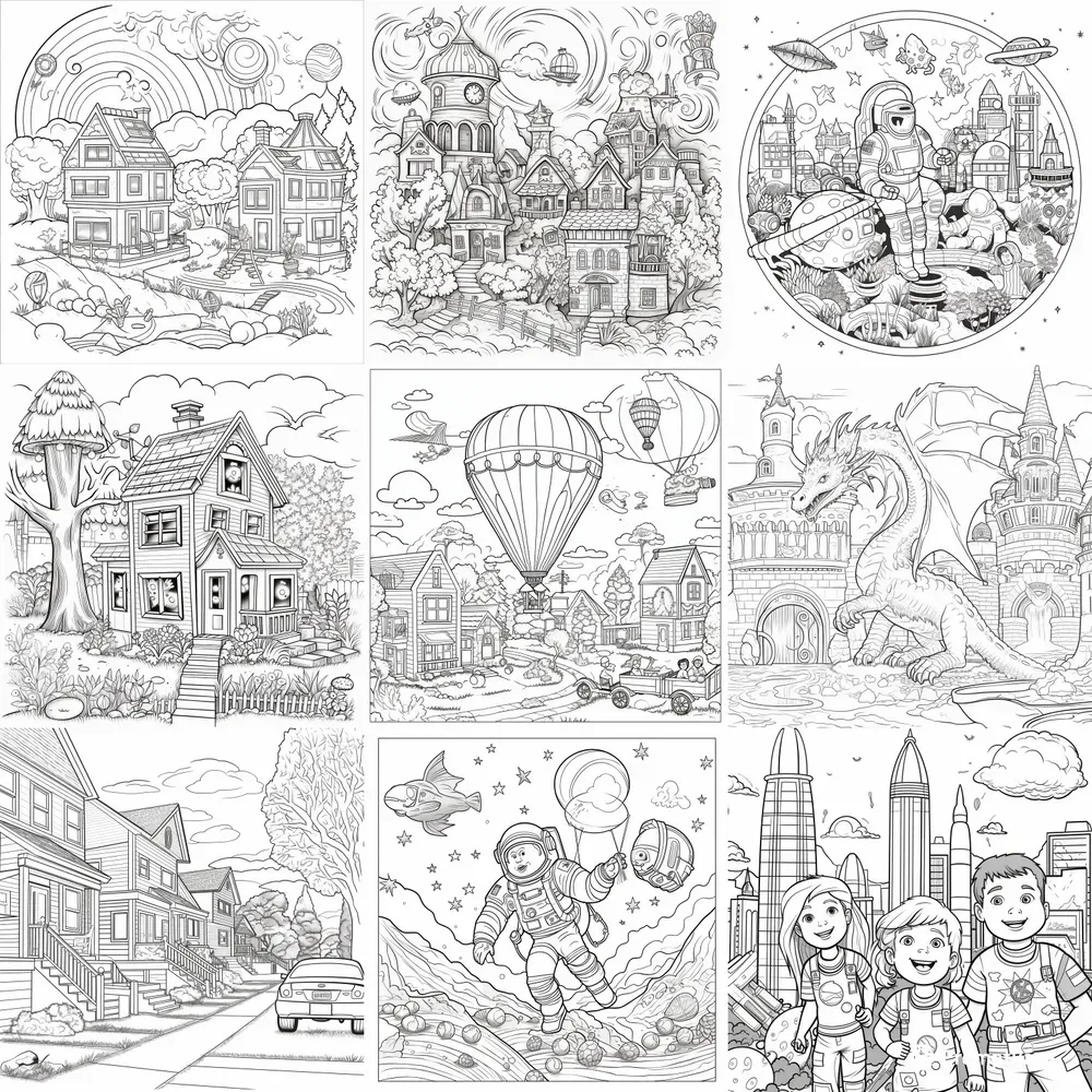 Coloring Book Illustrations For Kids Midjourney Prompt | PromptBase