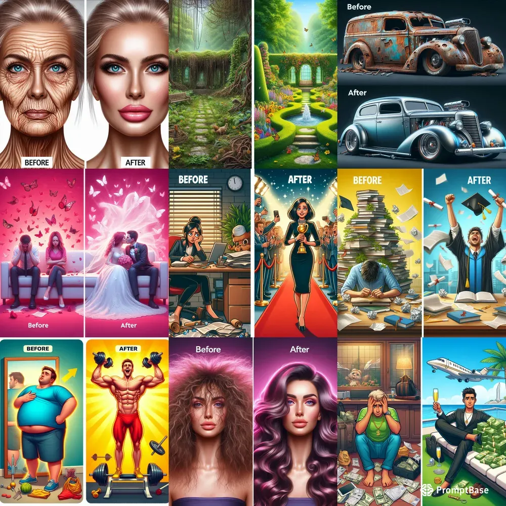 YouTube Before And After Thumbnails DALL·E Prompt | PromptBase