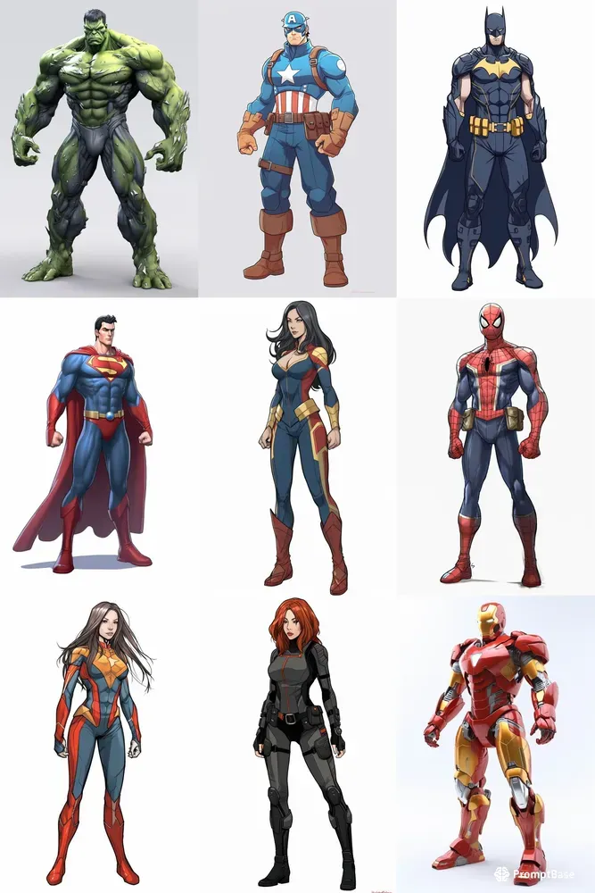 Superhero Character Designs Midjourney Prompt | PromptBase