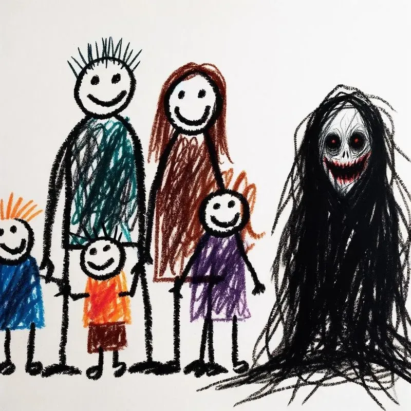Creepy Kids Horrorstyle Drawings DALL·E Prompt | PromptBase