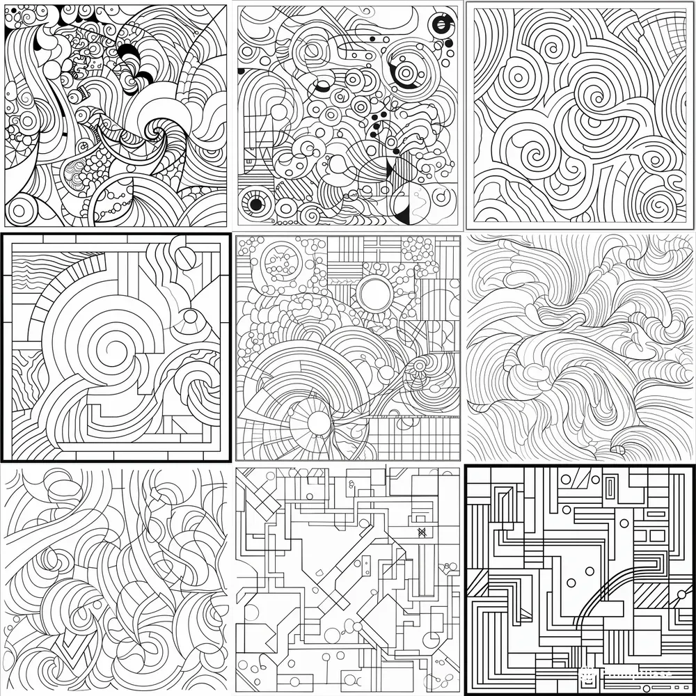 Abstract Line Coloring Pages Midjourney Prompt | PromptBase