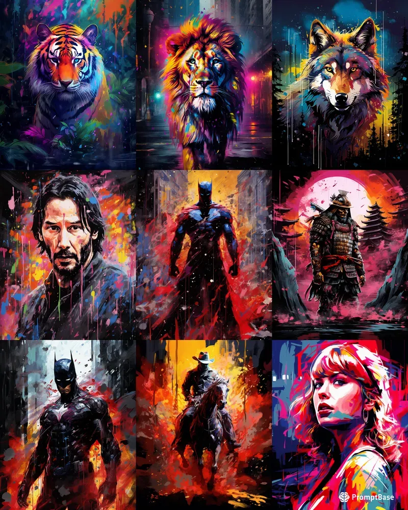 Vibrant Acrylic Splash Art Portraits Midjourney Prompt | PromptBase
