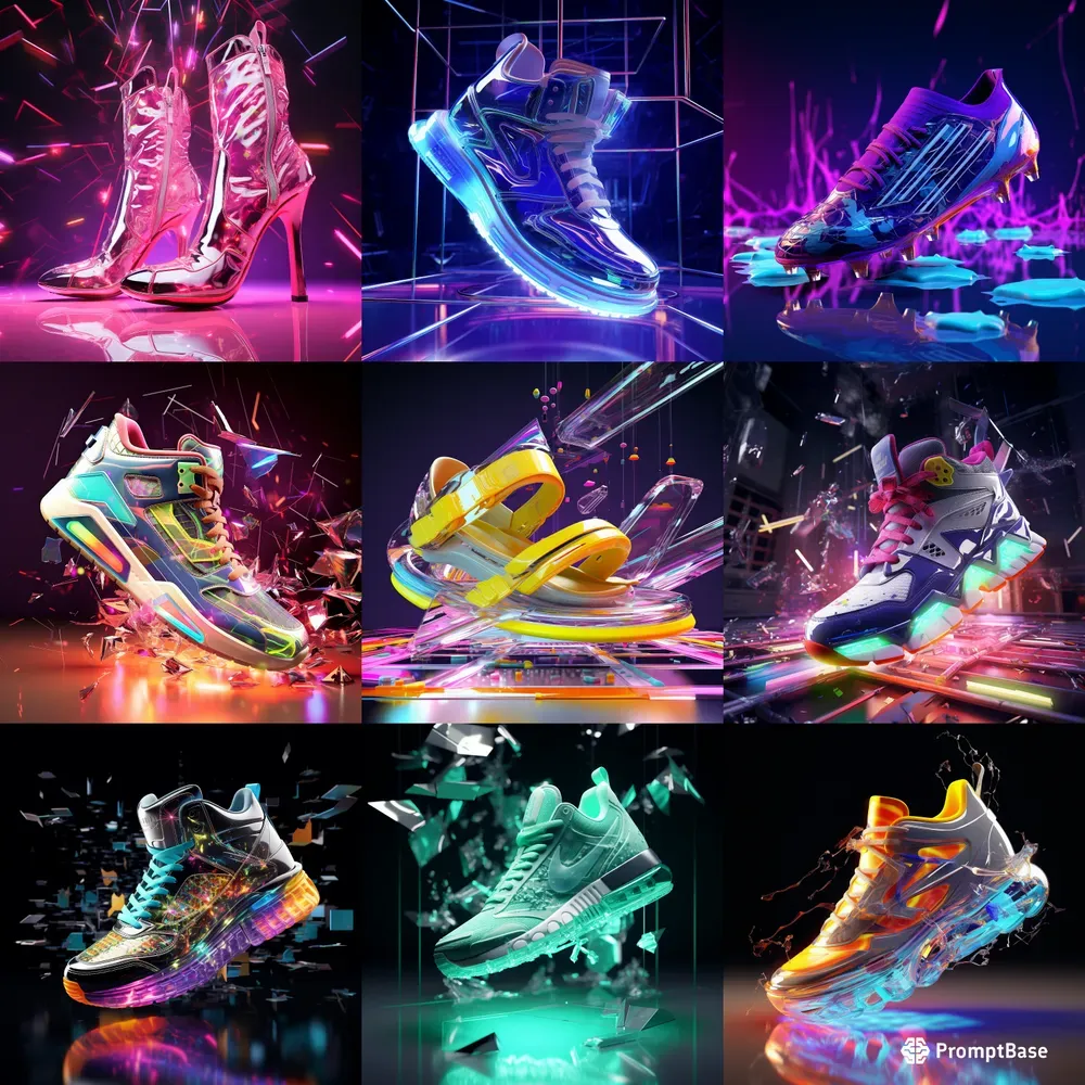 Futuristic Neon Shoes For Banners Midjourney Prompt | PromptBase