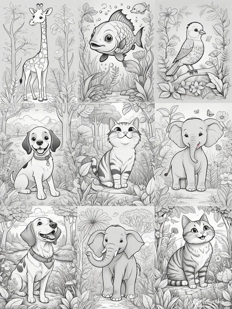 Cute Animal Coloring Books Leonardo Ai Prompt | PromptBase