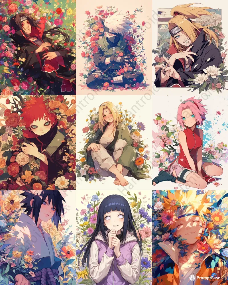 Naruto Shippuden Floralcore Transformations Midjourney Prompt | PromptBase