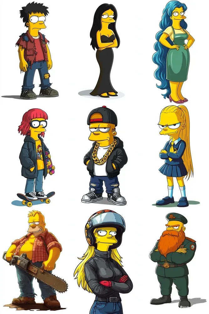 Customizable Simpsons-style Characters Midjourney Prompt | PromptBase