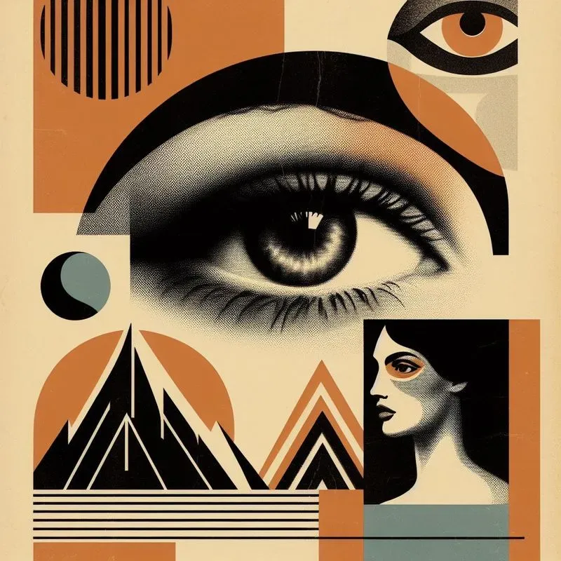 Abstract Vintage Risograph Collage Art DALL·E Prompt | PromptBase