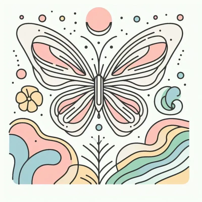 Retro Pastel Line Art Illustrations DALL·E Prompt | PromptBase