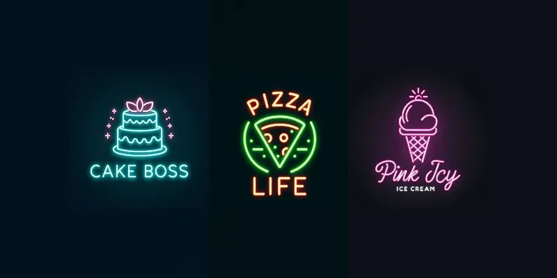 Minimal Neon Restaurant Logos DALL·E Prompt | PromptBase
