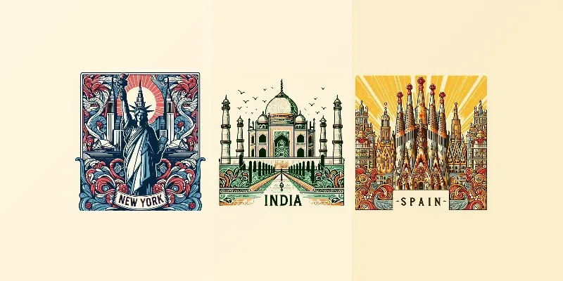 Art Nouveau Cool Travel Posters DALL·E Prompt | PromptBase