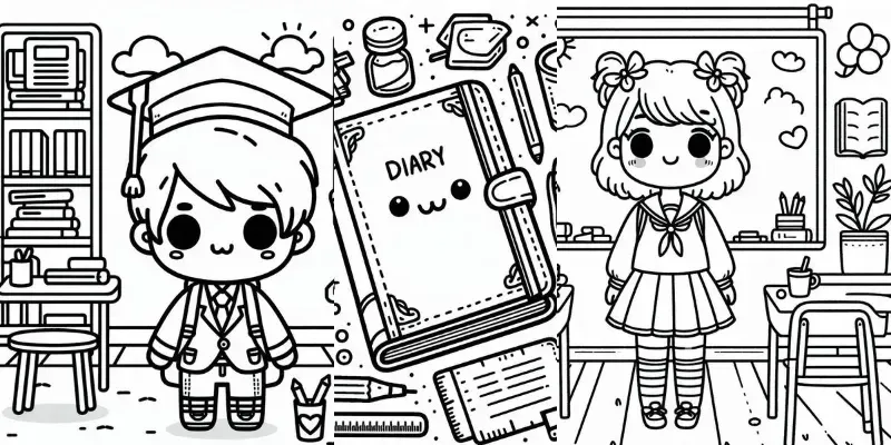 Cute School Coloring Book Pages DALL·E Prompt | PromptBase