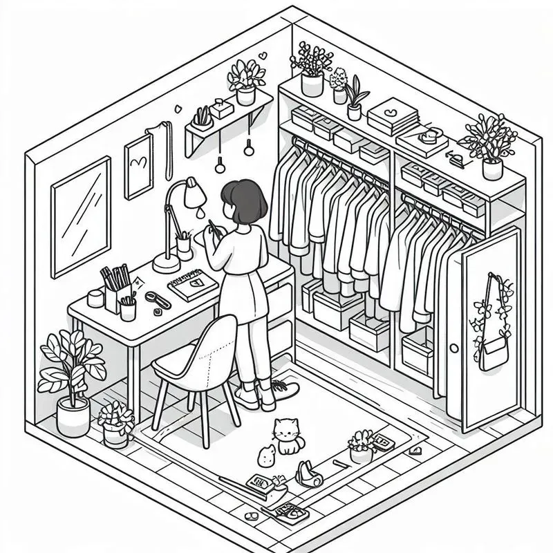 Cute And Cozy Isometric Coloring Pages DALL·E Prompt | PromptBase