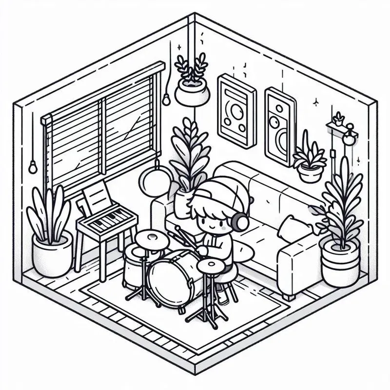 Cute And Cozy Isometric Coloring Pages DALL·E Prompt | PromptBase