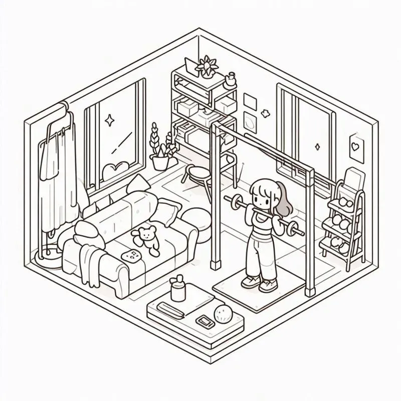Cute And Cozy Isometric Coloring Pages DALL·E Prompt | PromptBase
