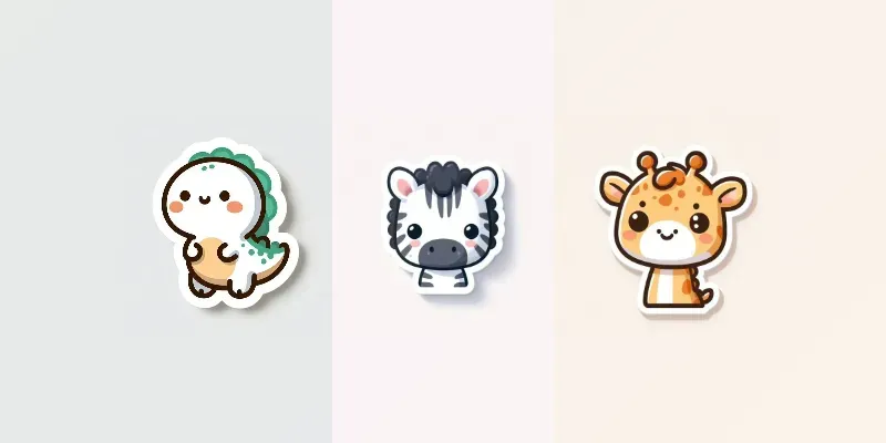 Cute Animal Vector Die Cut Stickers DALL·E Prompt | PromptBase