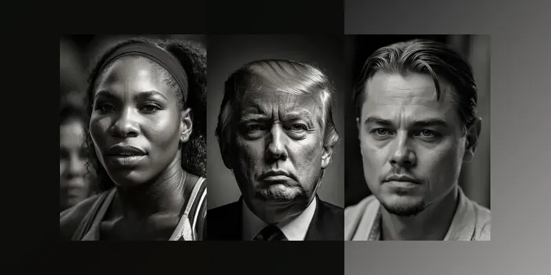 Black And White Famous Character Photos Leonardo Ai Prompt | PromptBase
