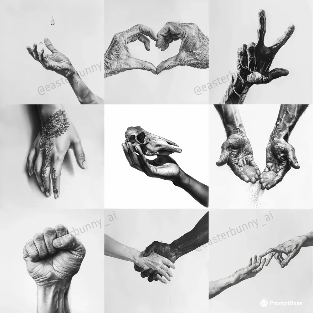 Pencil Hand Art In Monochrome Midjourney Prompt | PromptBase