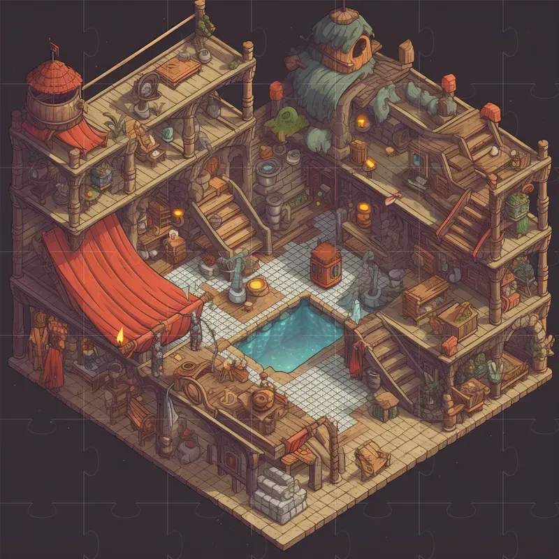 Isometric Dungeon Illustrations Midjourney Prompt | PromptBase