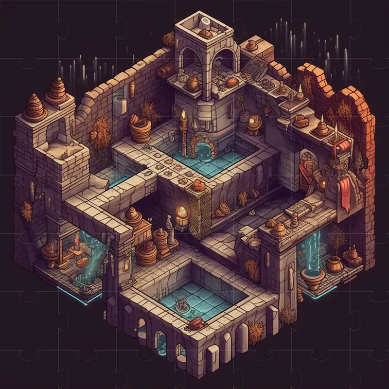 Isometric Dungeon Illustrations Midjourney Prompt | PromptBase