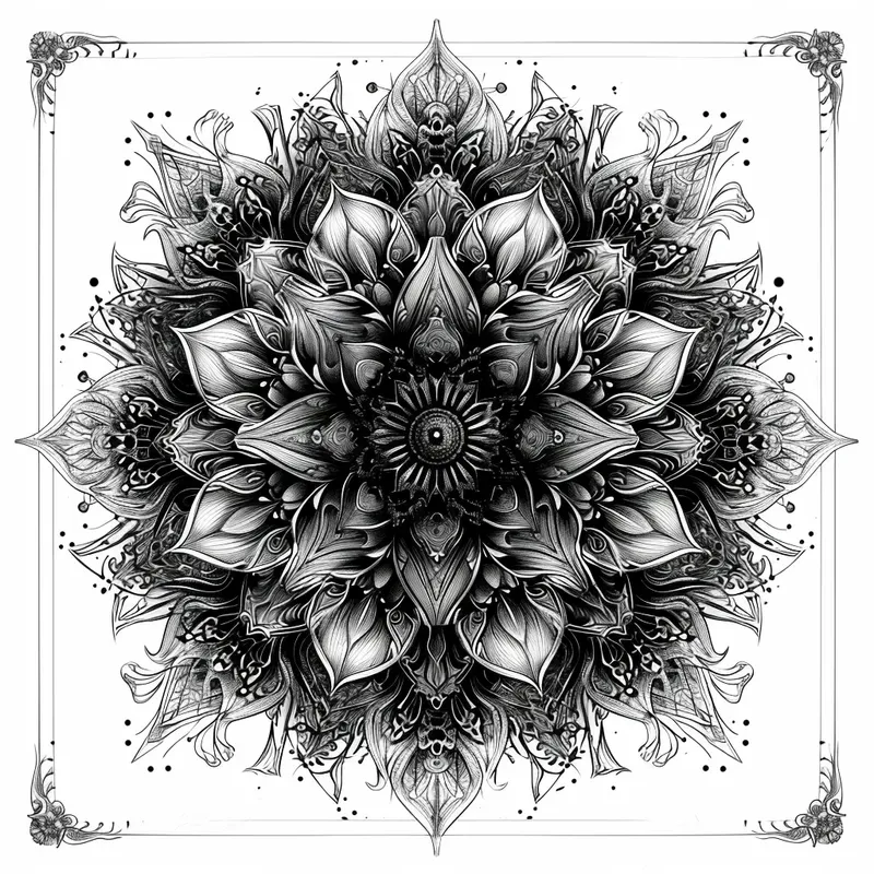 Black And White Ornate Patterns Midjourney Prompt | PromptBase