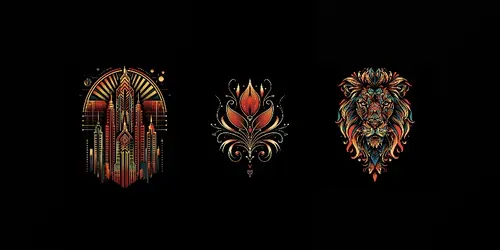 Goldish Art Deco Logos Midjourney Prompt | PromptBase