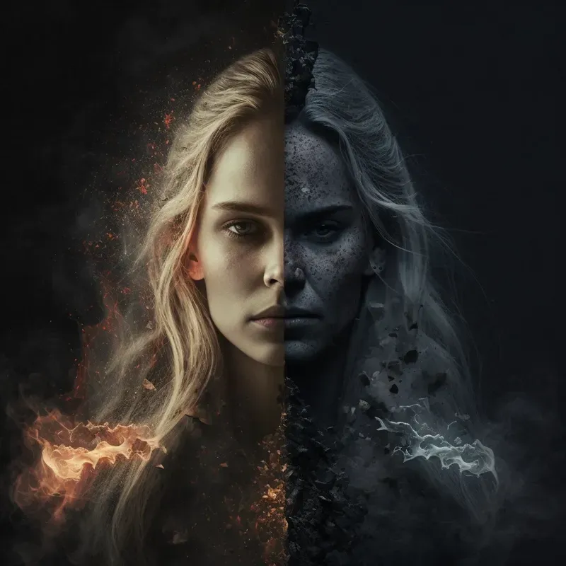 Interconnected Art Splits Midjourney Prompt | PromptBase