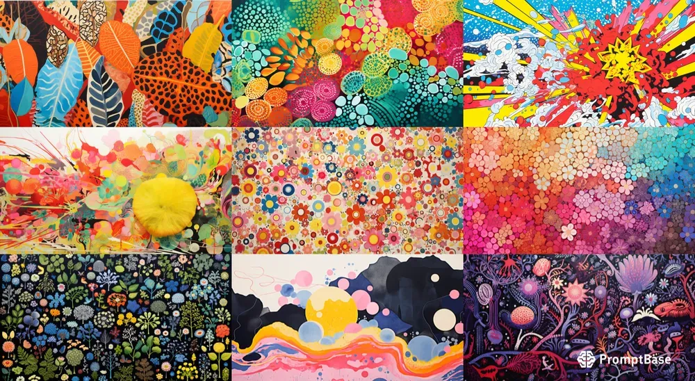 Collages Of Colorful Drawings Patterns Midjourney Prompt | PromptBase