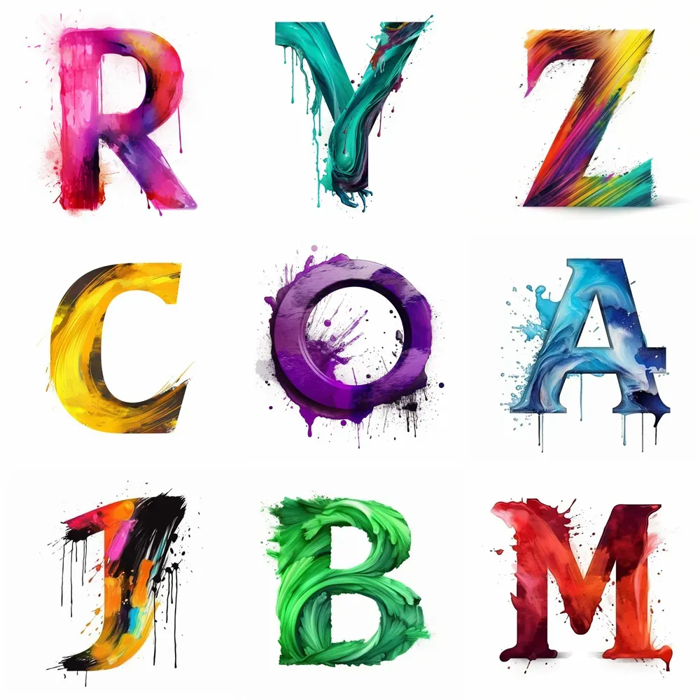 Colorful Paint Stroke Fonts Midjourney Prompt | PromptBase