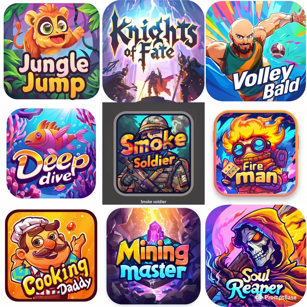 App Store Game Icon Logos Midjourney Prompt | PromptBase