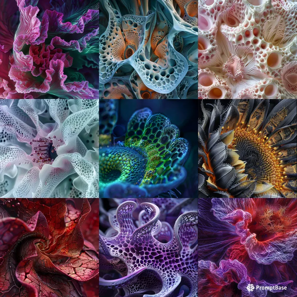 Microscopic Flora Art Midjourney Prompt | PromptBase