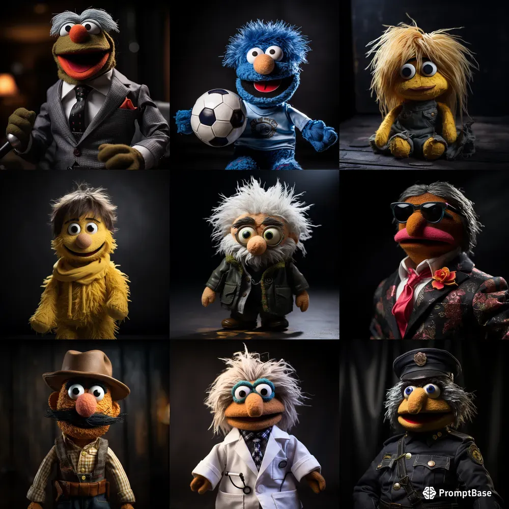Sesame Street Style Muppet Toys Midjourney Prompt | PromptBase