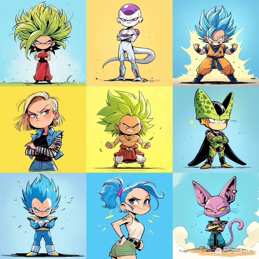 Chibi Dragon Ball Characters Midjourney Prompt | PromptBase