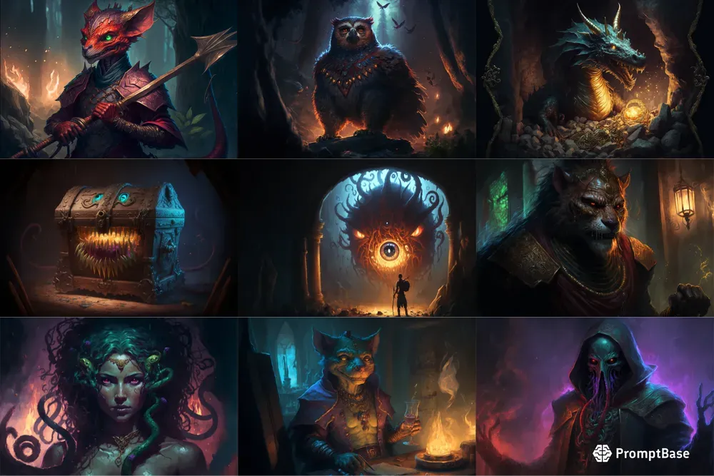 DND Monsters And Characters Illustrations Midjourney Prompt | PromptBase