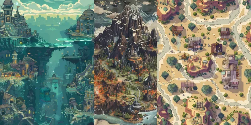 Awesome Indie Games Mini Maps Midjourney Prompt | PromptBase