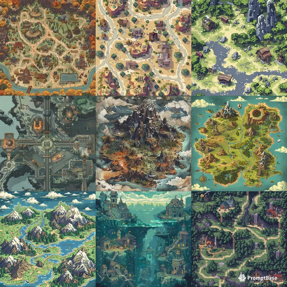 Awesome Indie Games Mini Maps Midjourney Prompt | PromptBase