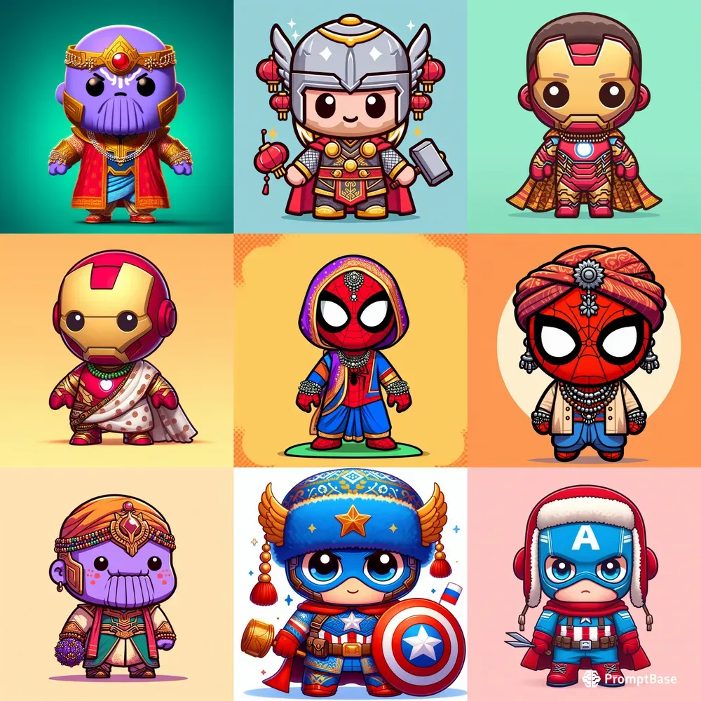 Cute Mini Marvel Characters DALL·E Prompt | PromptBase