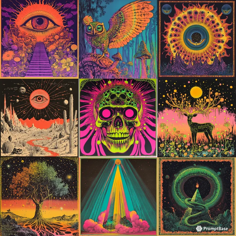 1970s Psychedelic Concert Posters Midjourney Prompt | PromptBase