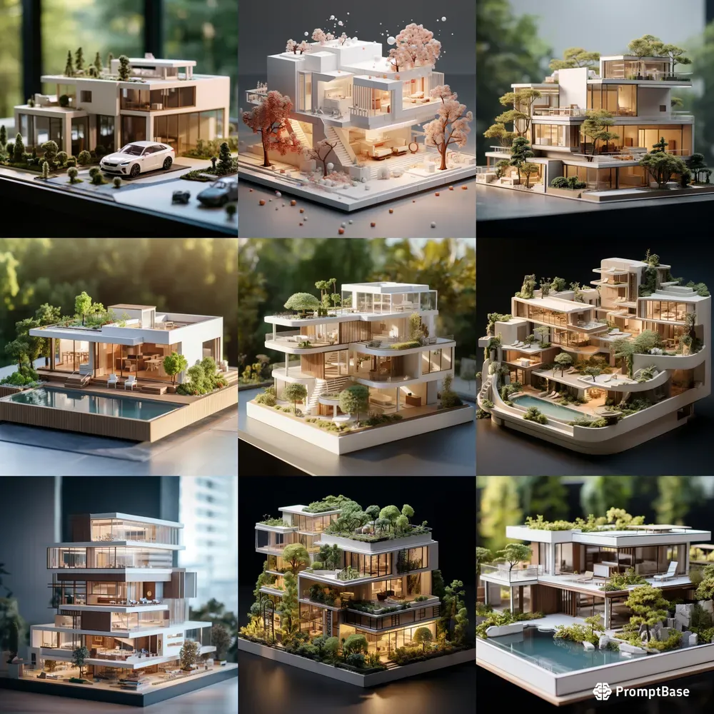 3D Mini Architecture Models Midjourney Prompt | PromptBase
