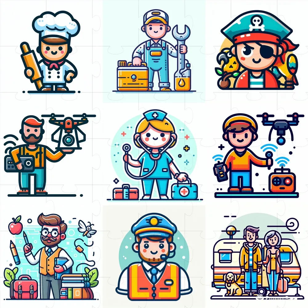Versatile Cartoon Vector Icons DALL·E Prompt | PromptBase
