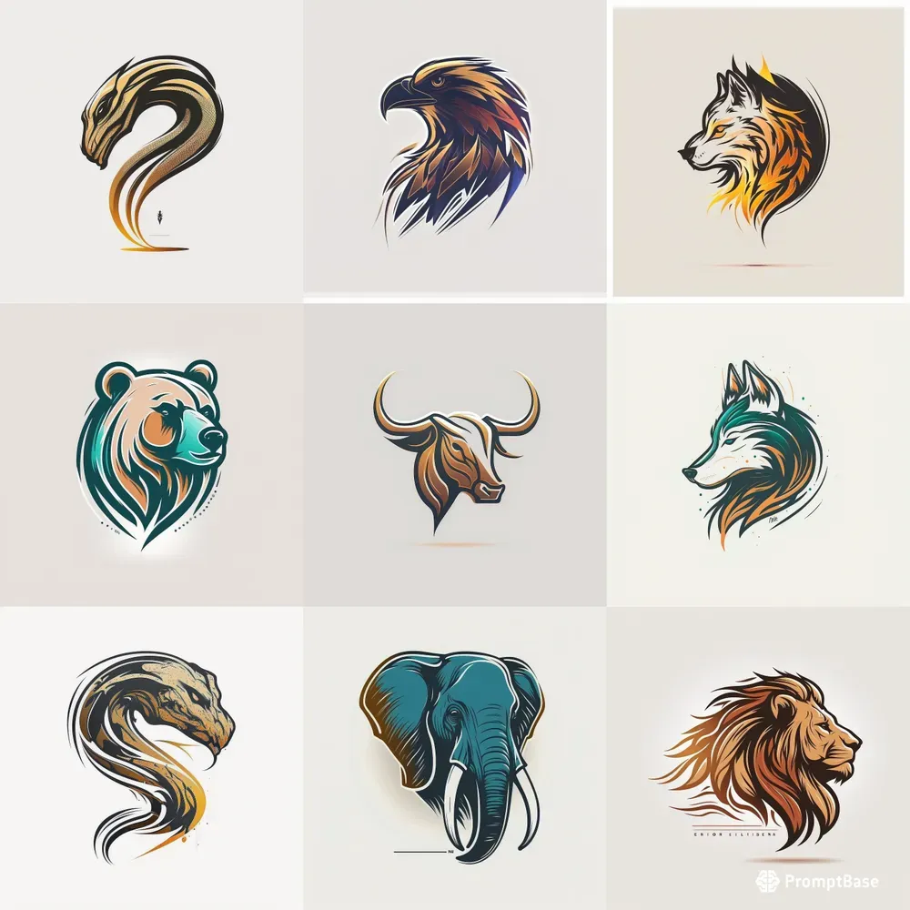 Minimal Vector Animal Logos Midjourney Prompt | PromptBase
