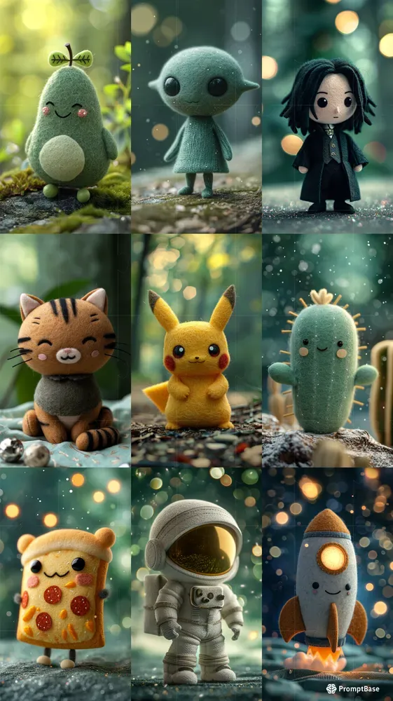 Felt Blind Box Characters Midjourney Prompt | PromptBase