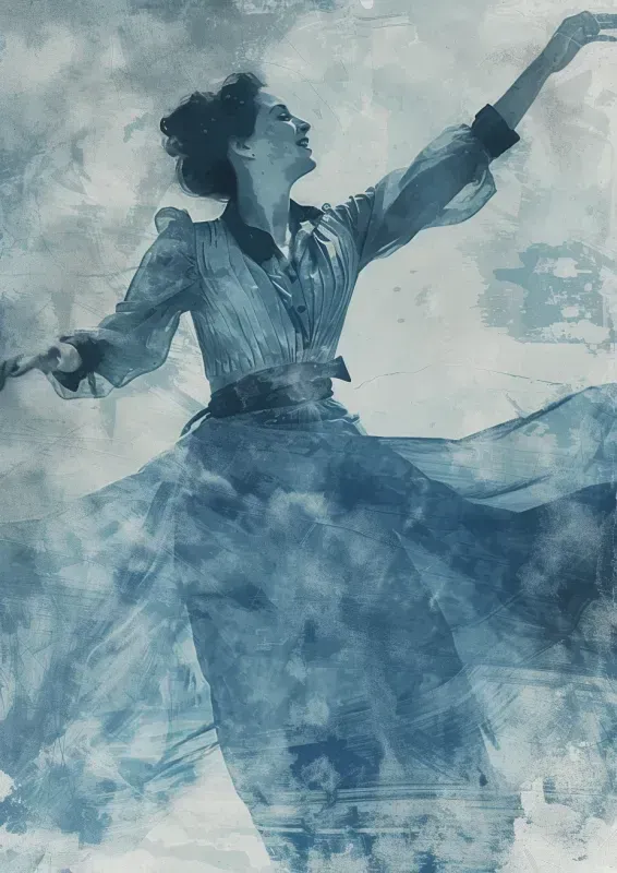 Dynamic Grace In Blue Shades Midjourney Prompt | PromptBase